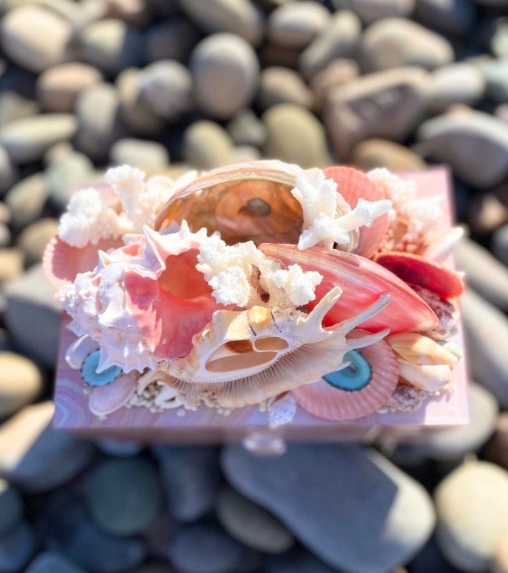 Custom Seashell Jewelry Box, Seashell Art, Decorative Box, Shell Art ...