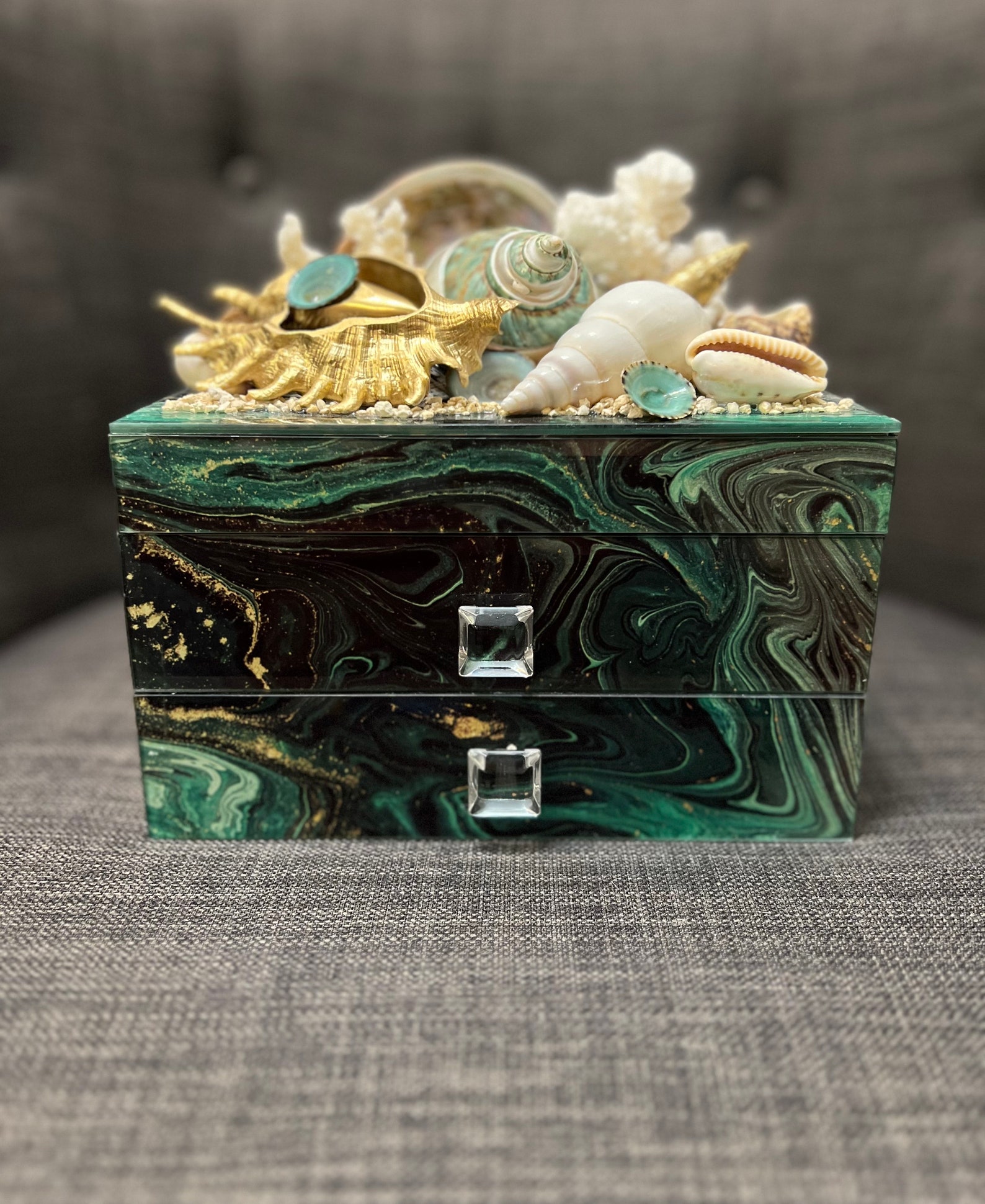 Custom Seashell Jewelry Box, Seashell Art, Decorative Box, Shell Art ...