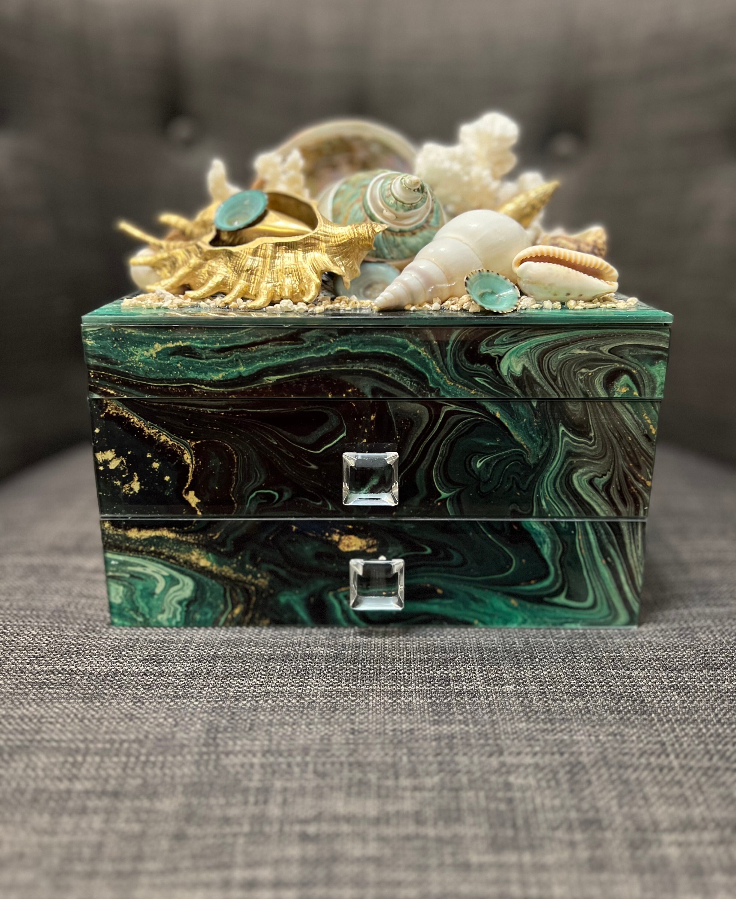 Custom Seashell Jewelry Box, Seashell Art, Decorative Box, Shell Art ...