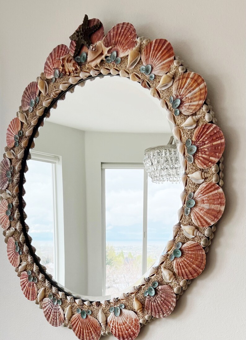 Seashell Mirror Seashell Art Hanging Shell Mirror Shell | Etsy