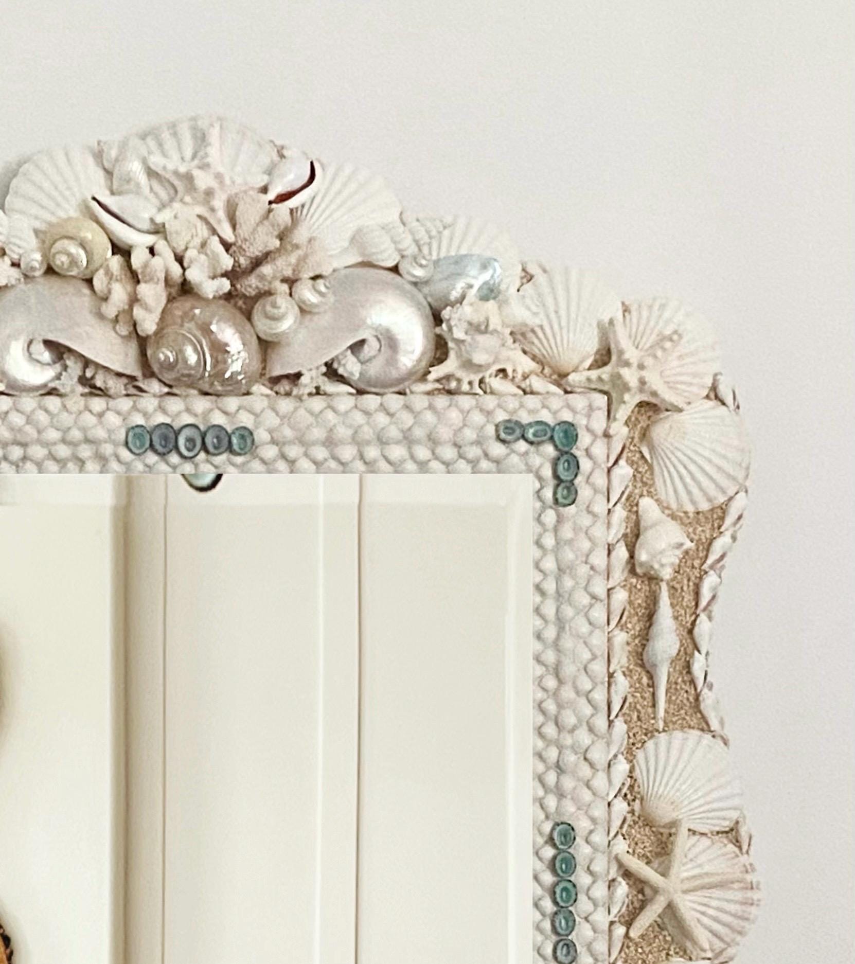 Seashell Mirror, Seashell Art, Hanging Shell Mirror, Shell Art, Coastal ...