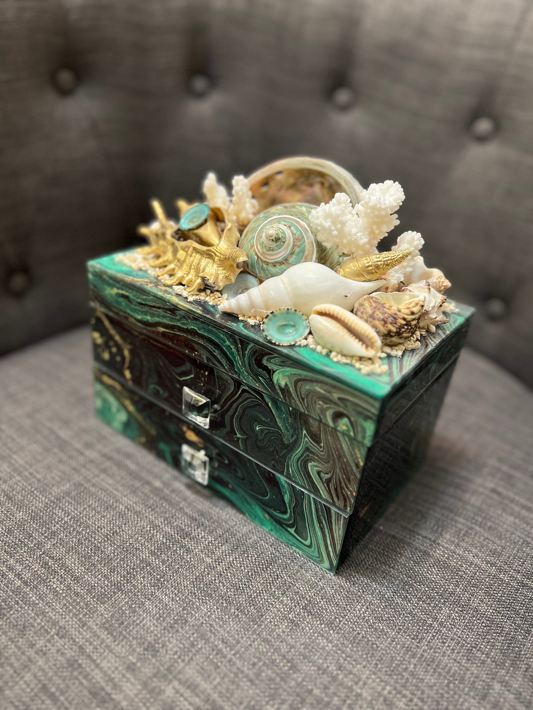 Custom Seashell Jewelry Box, Seashell Art, Decorative Box, Shell Art ...