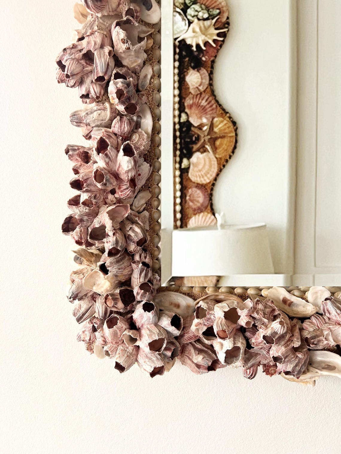 Seashell Mirror, Seashell Art, Hanging Shell Mirror, Shell Art, Coastal ...