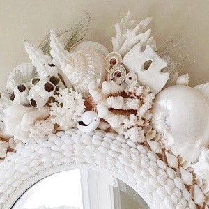 Seashell Mirror, Seashell Art, Hanging Shell Mirror, Shell Art, Coastal ...