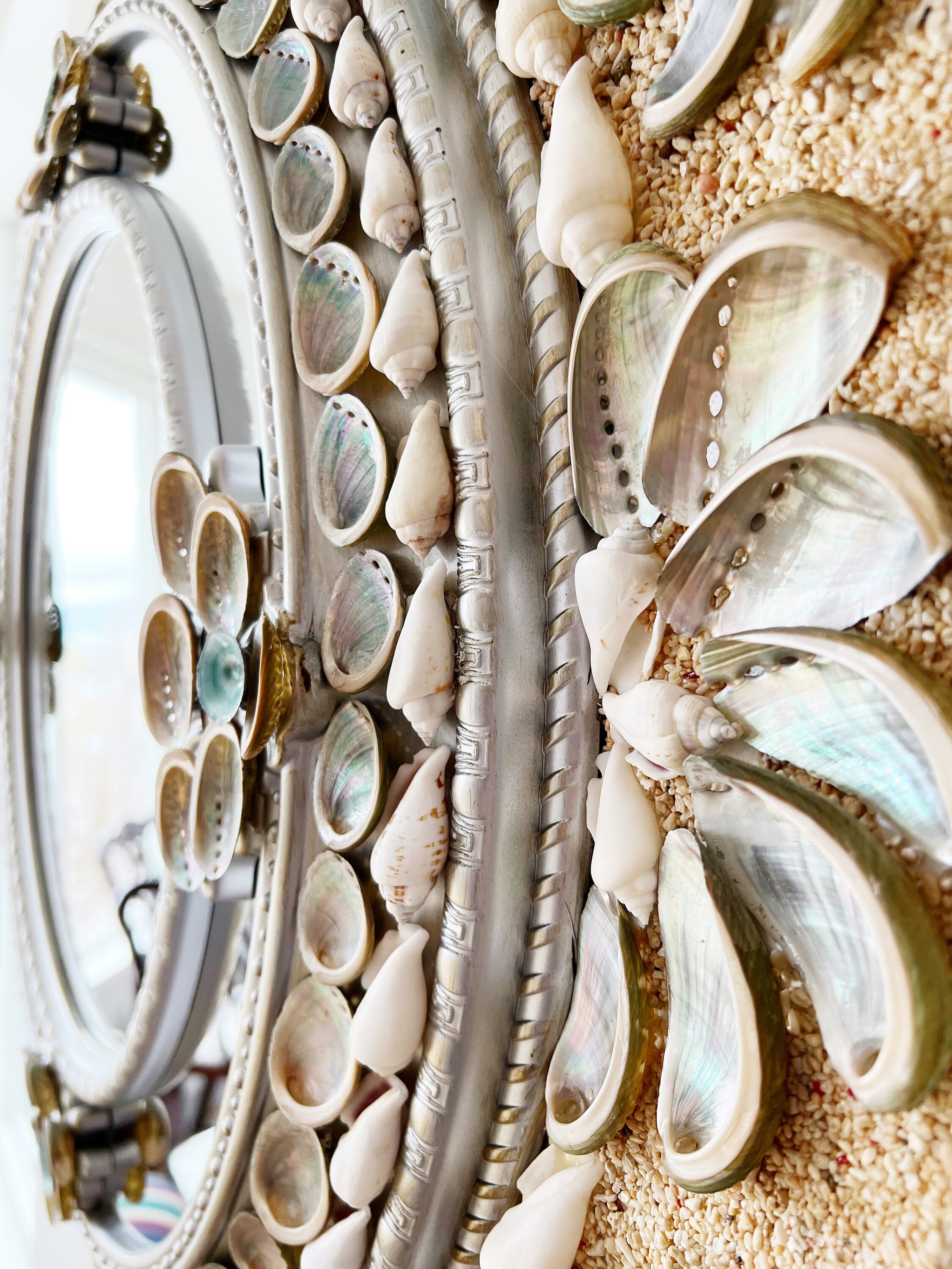 Seashell Mirror, Seashell Art, Hanging Shell Mirror, Shell Art, Coastal ...