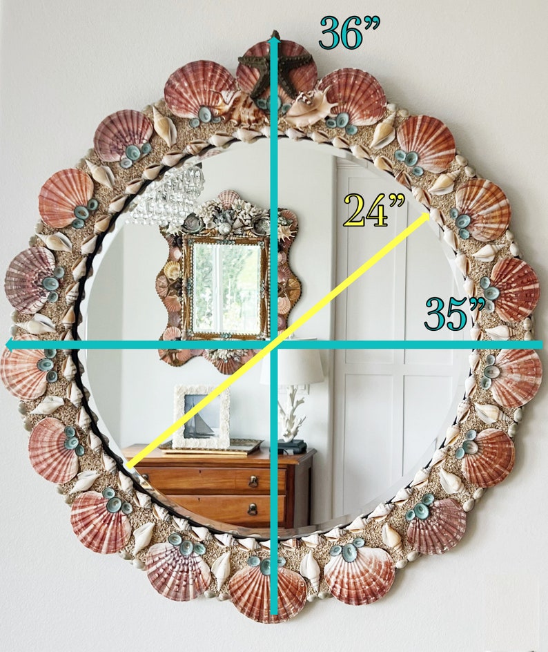 Seashell Mirror Seashell Art Hanging Shell Mirror Shell | Etsy