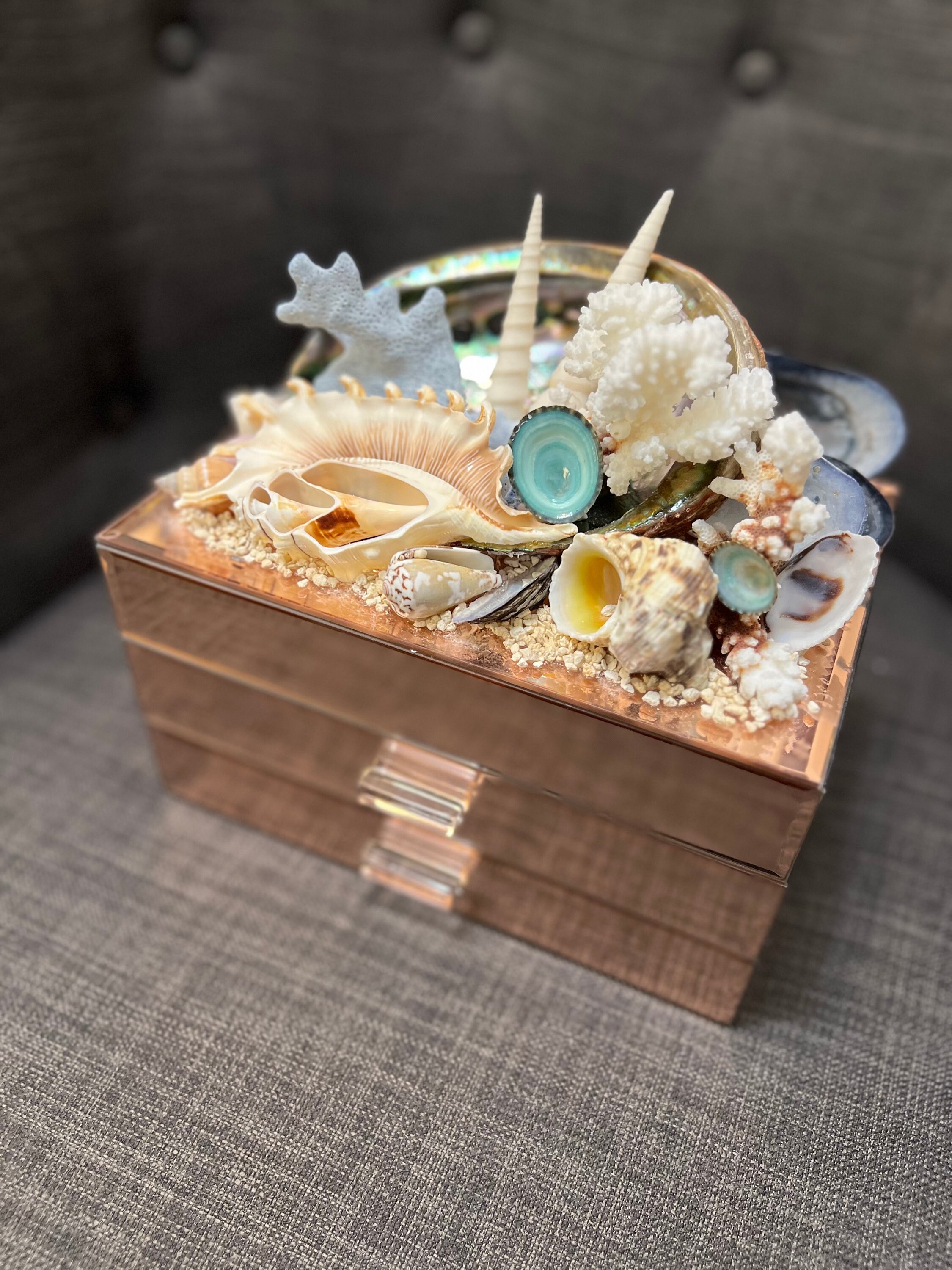 Custom Seashell Jewelry Box, Seashell Art, Decorative Box, Shell Art ...