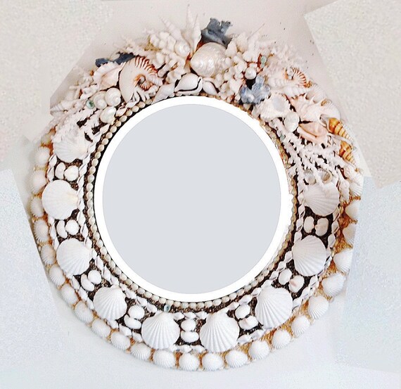 Seashell Mirror Seashell Art Hanging Shell Mirror Shell - Etsy
