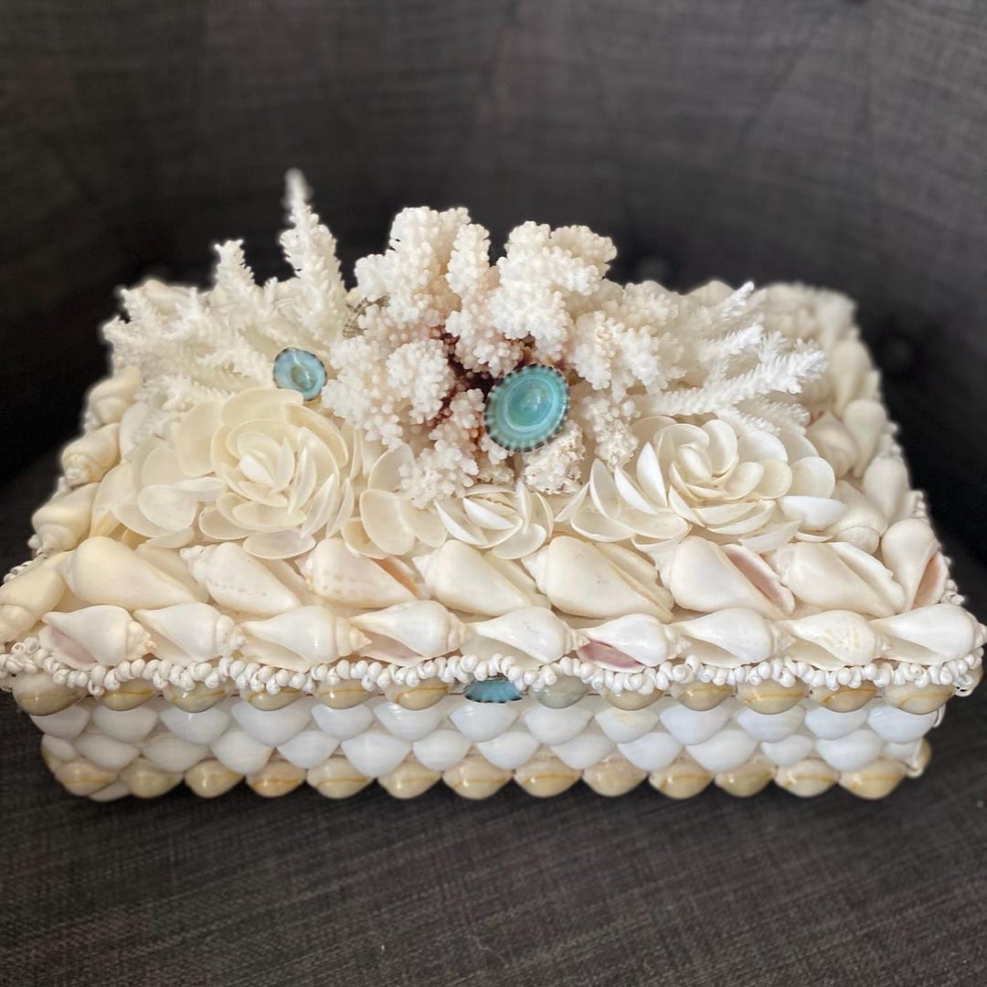 Custom Seashell Jewelry Box, Seashell Art, Decorative Box, Shell Art ...