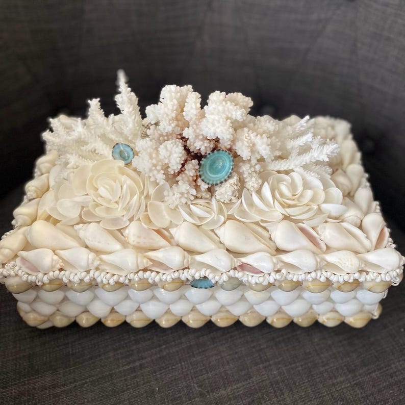 Custom Seashell Jewelry Box, Seashell Art, Decorative Box, Shell Art ...