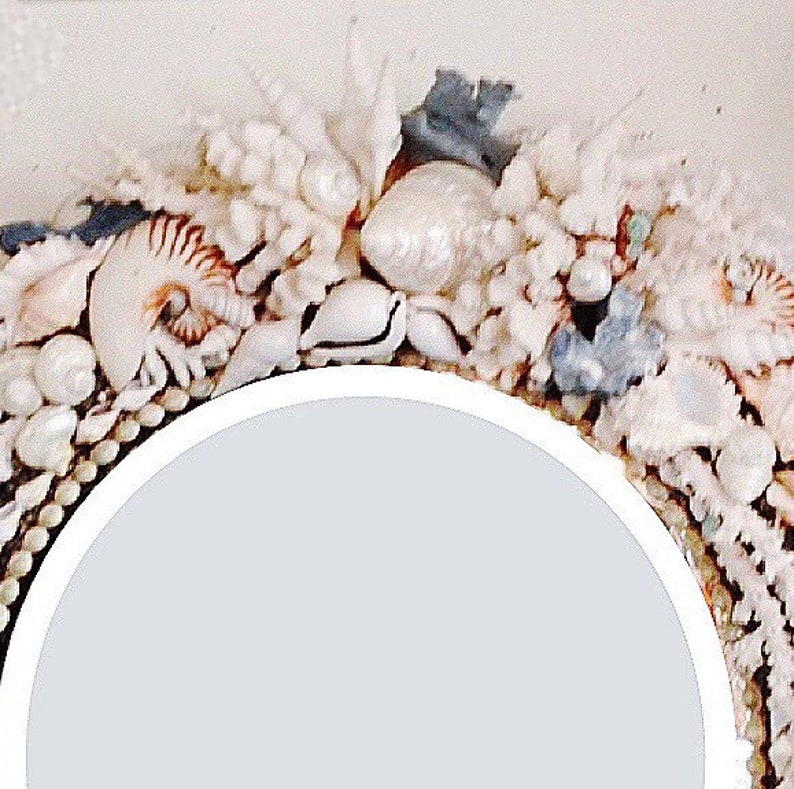 Seashell Mirror, Seashell Art, Hanging Shell Mirror, Shell Art, Coastal ...