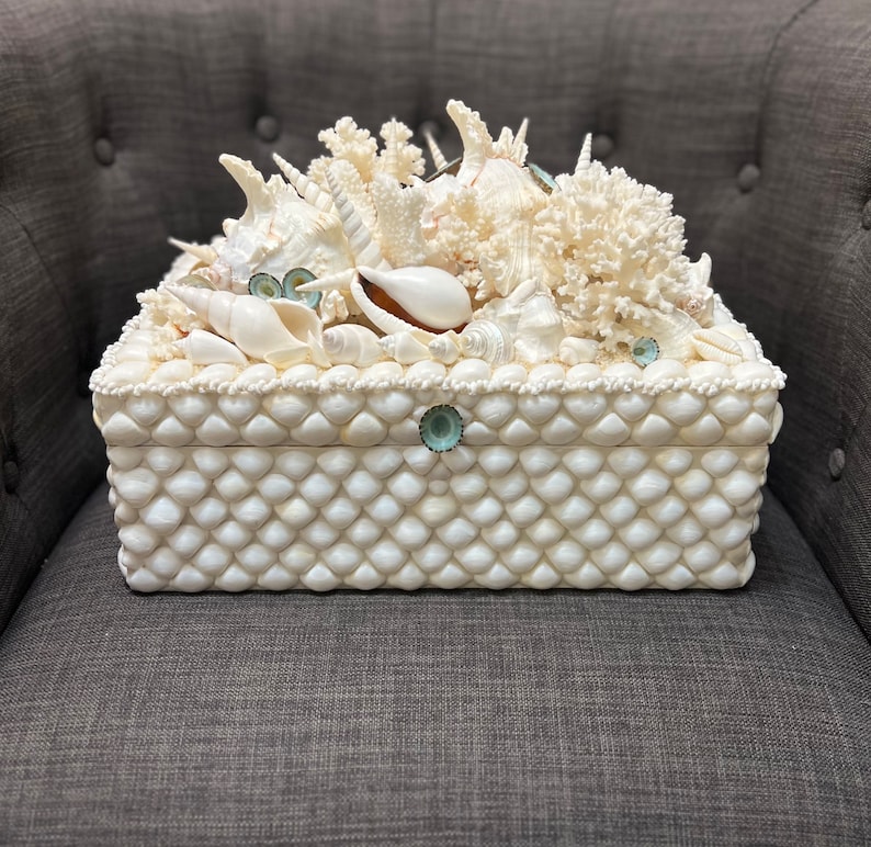 Custom Seashell Jewelry Box, Seashell Art, Decorative Box, Shell Art ...