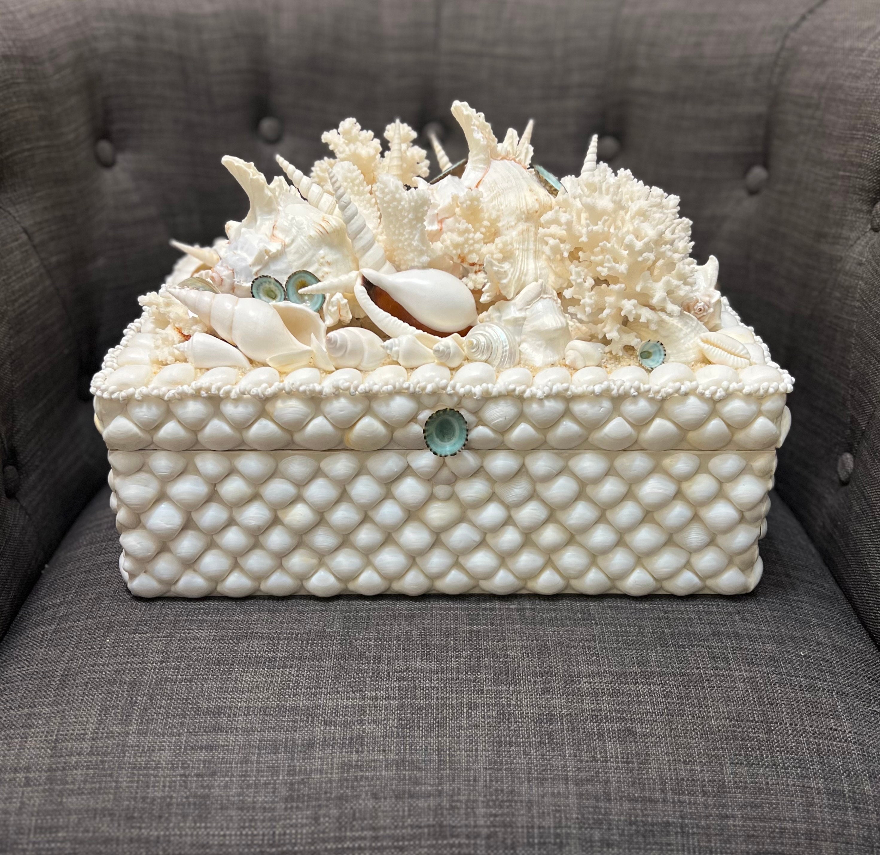 Custom Seashell Jewelry Box, Seashell Art, Decorative Box, Shell Art ...