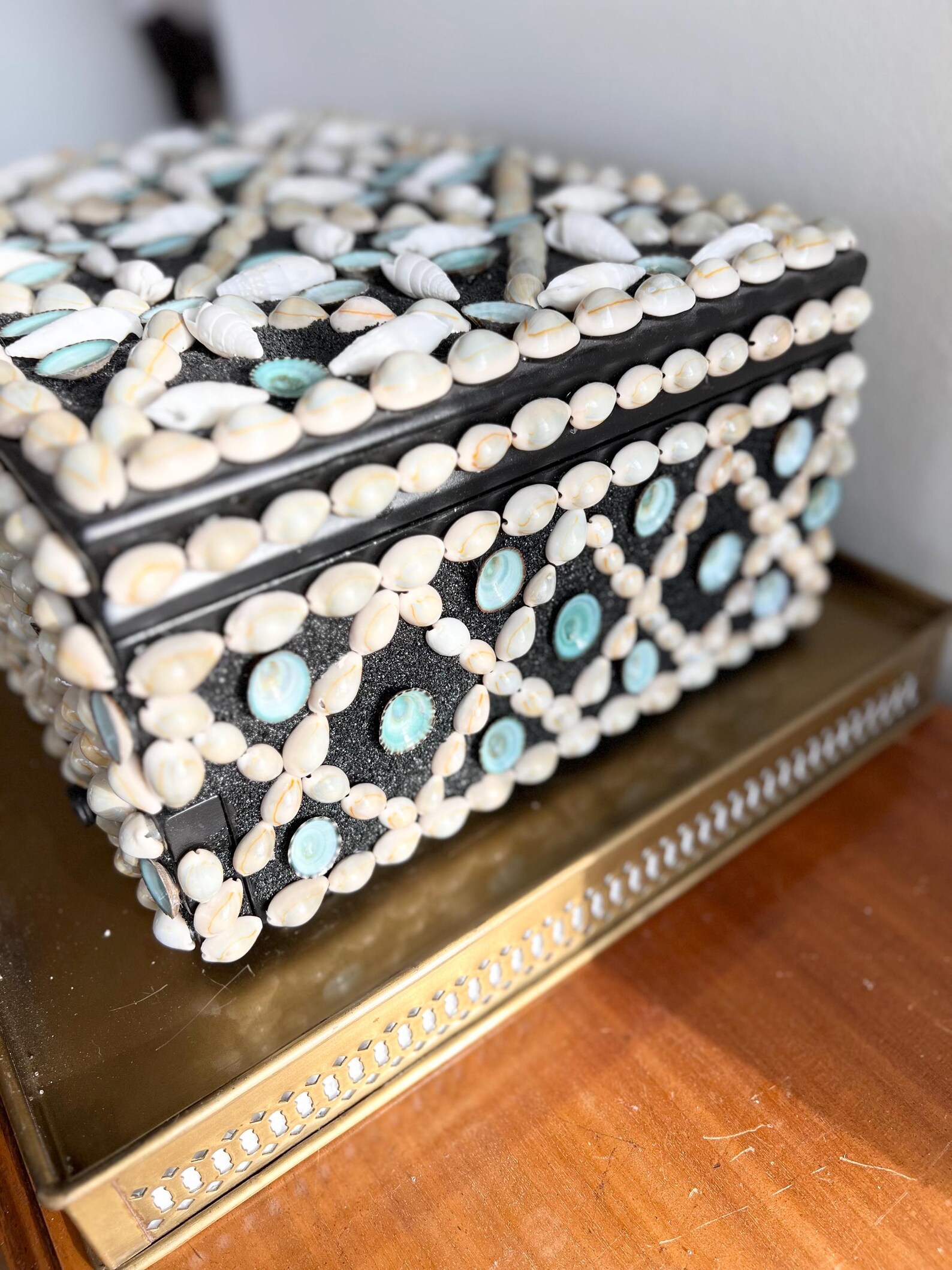 Custom Seashell Silverware Box, Seashell Art, Decorative Box, Shell Art ...