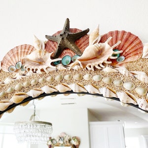 Seashell Mirror, Seashell Art, Hanging Shell Mirror, Shell Art, Coastal ...