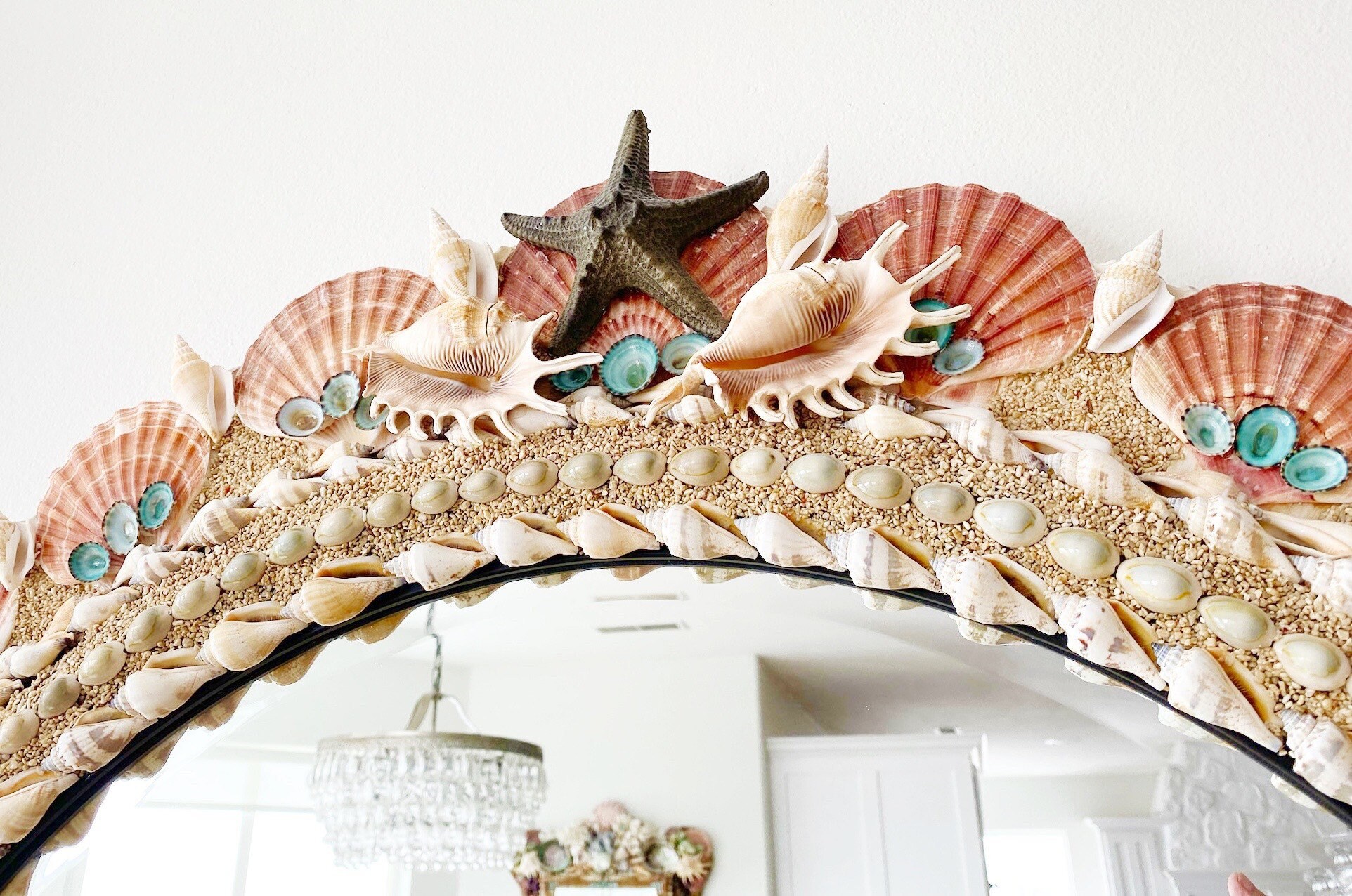 Seashell Mirror, Seashell Art, Hanging Shell Mirror, Shell Art, Coastal ...