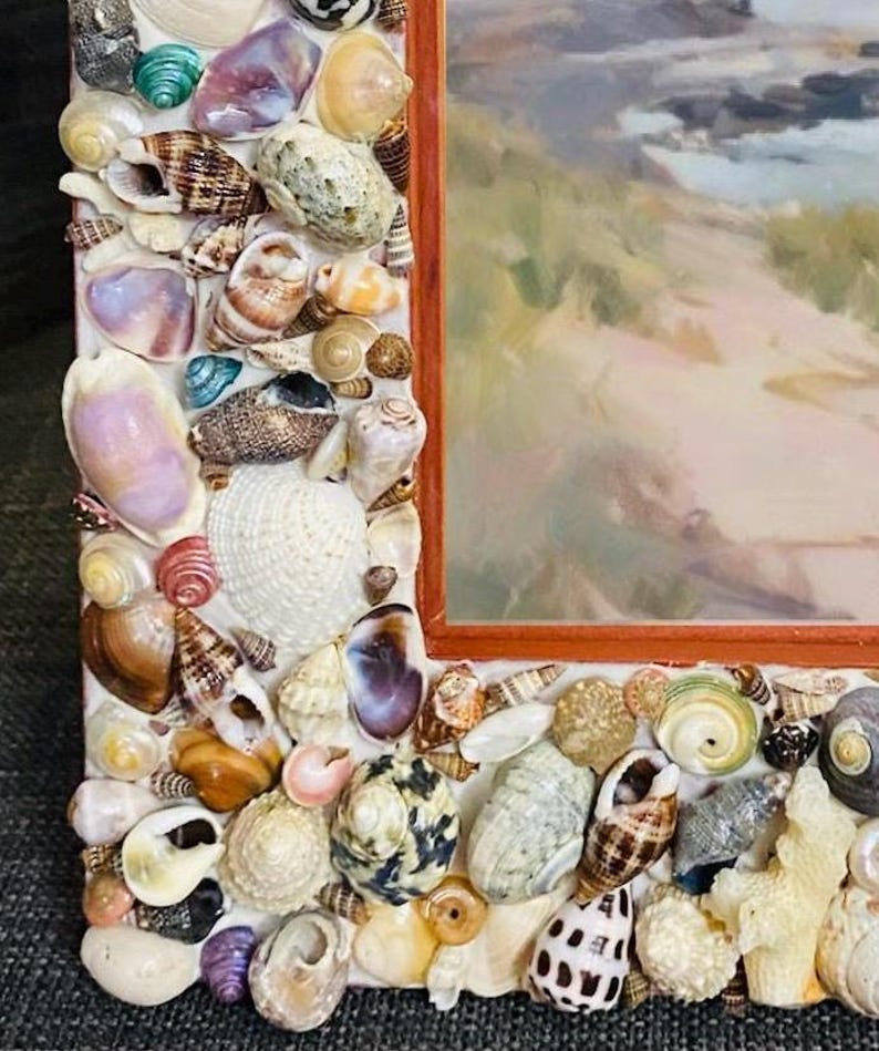 Seashell Picture Frame, Seashell Art, Decorative Shell Frame, Shell Art ...
