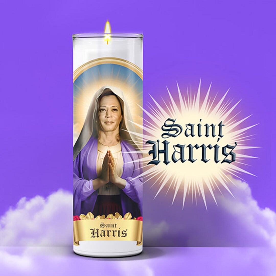 Saint Kamala Harris Prayer Candle Sticker, Political Parody, Devotional ...