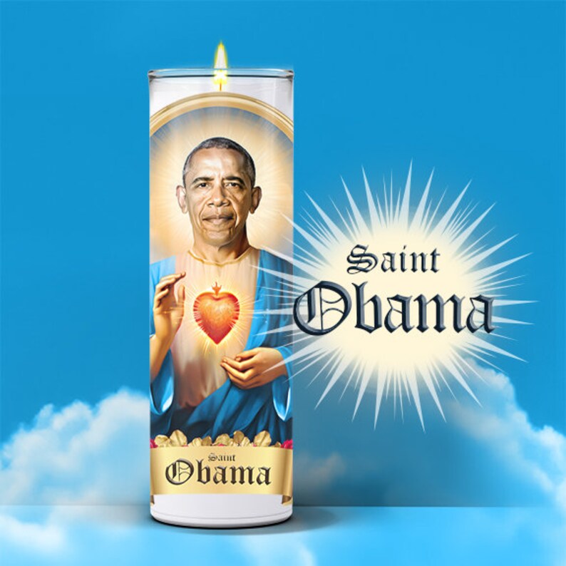 Saint Barack Obama Prayer Candle Sticker, Divine Political Prayer ...