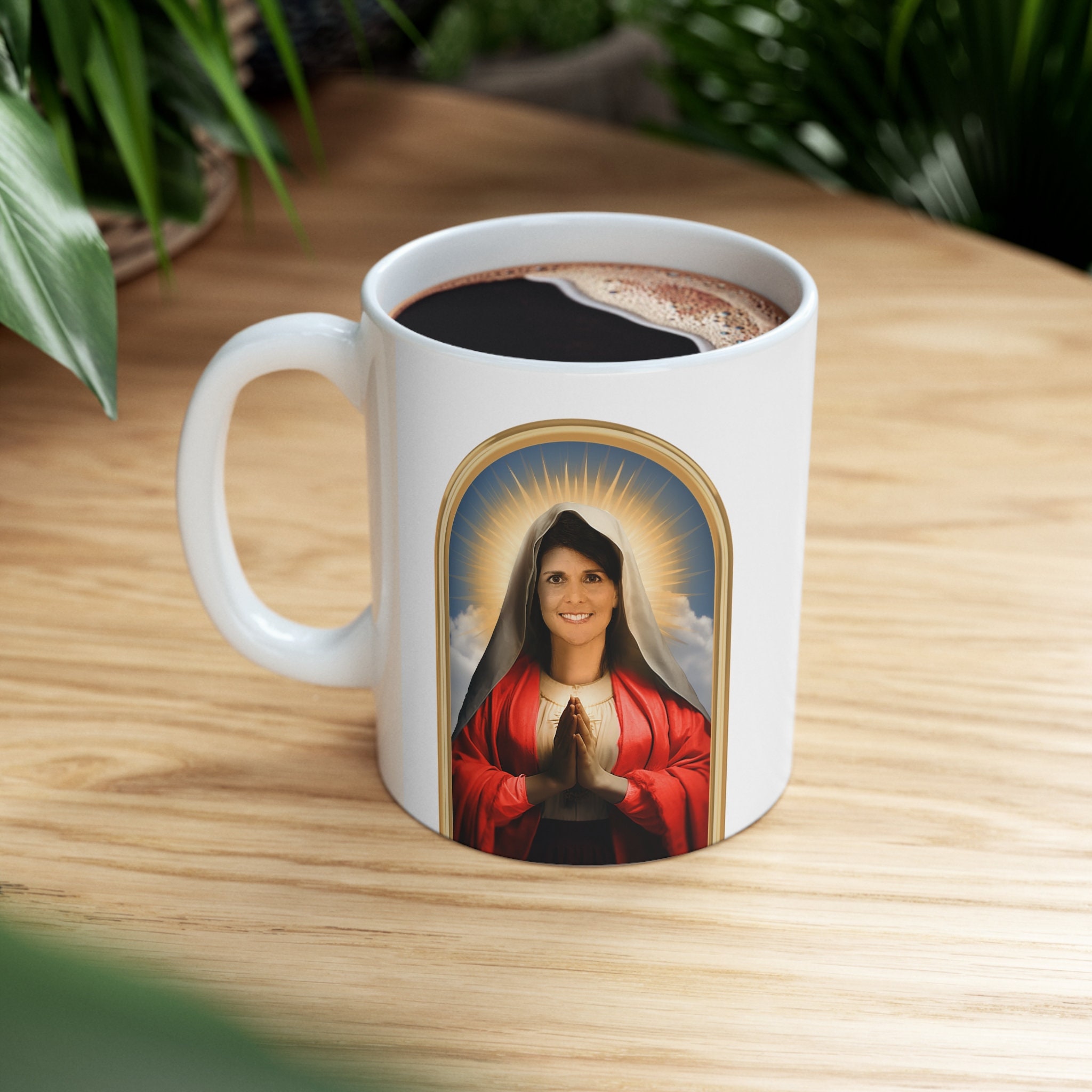 Saint Nikki Haley Prayer Candle Mug, Political Parody, Devotional ...