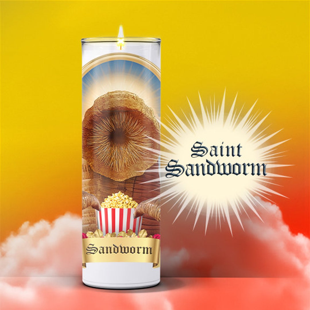 Sandworm Popcorn Bucket Prayer Candle Sticker, Sandworm Popcorn Bucket ...