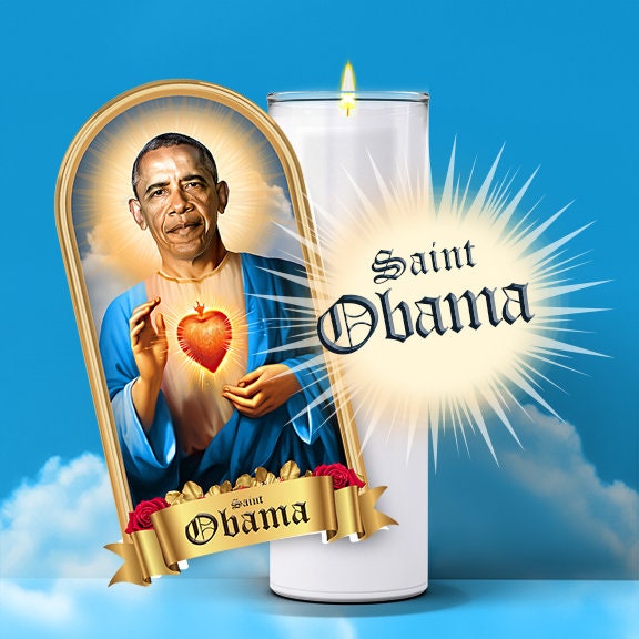 Saint Barack Obama Prayer Candle Sticker, Divine Political Prayer ...