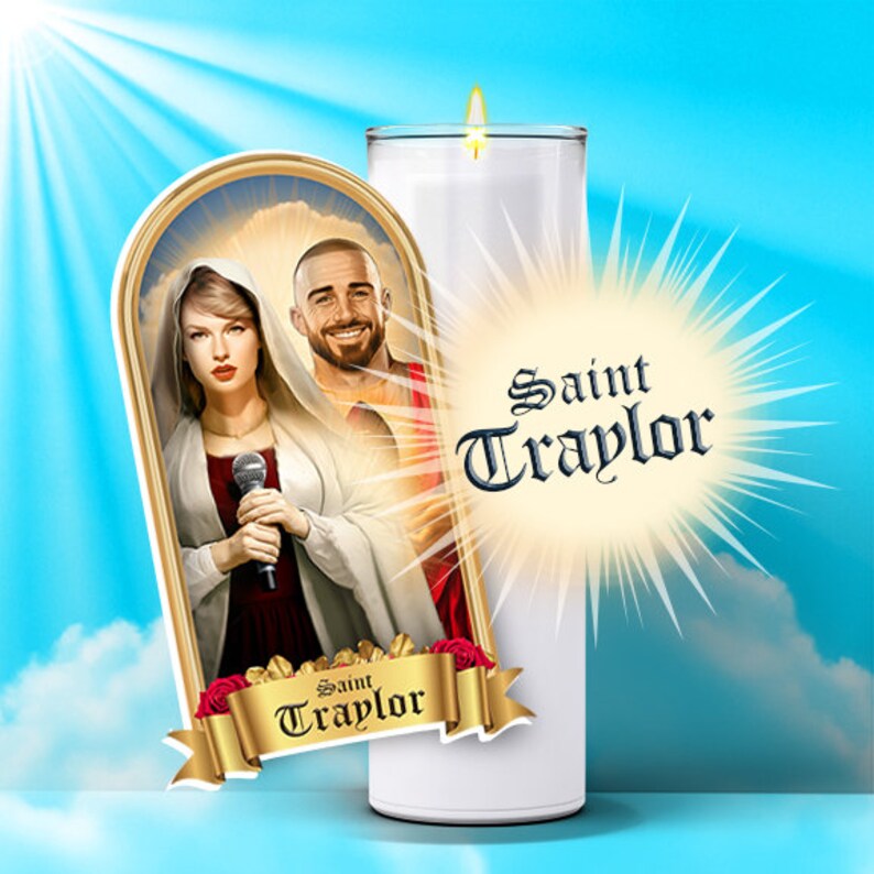 Saint Traylor Prayer Candle Sticker, Travis and Taylor "traylor ...