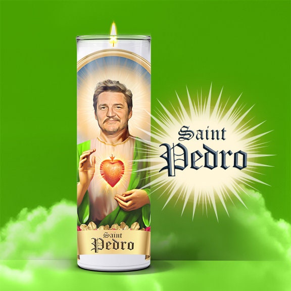 Saint Pedro Pascal Prayer Candle Sticker, Parody, Devotional, Novelty ...