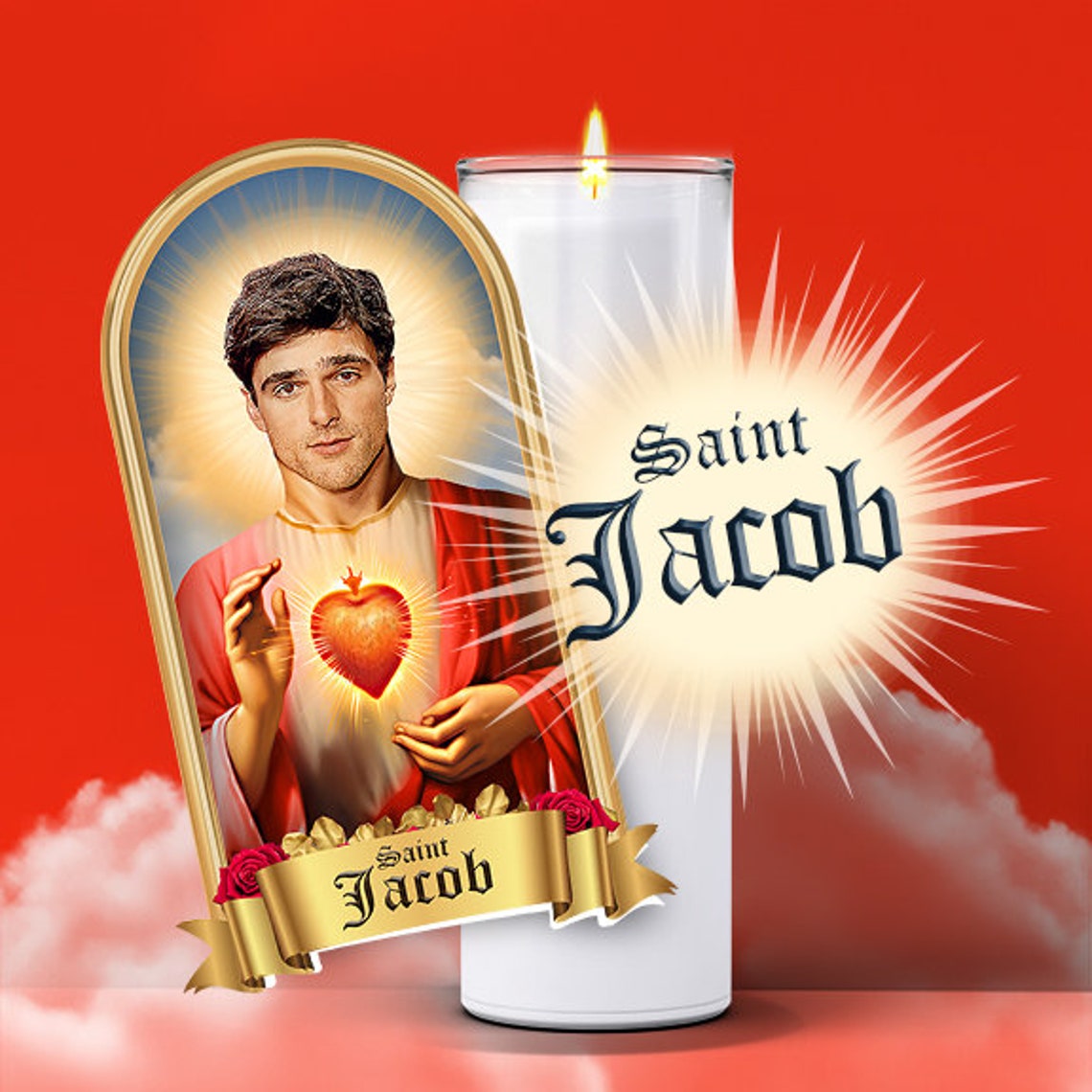 Saint Jacob Elordi Prayer Candle Sticker, Parody, Devotional, Novelty ...