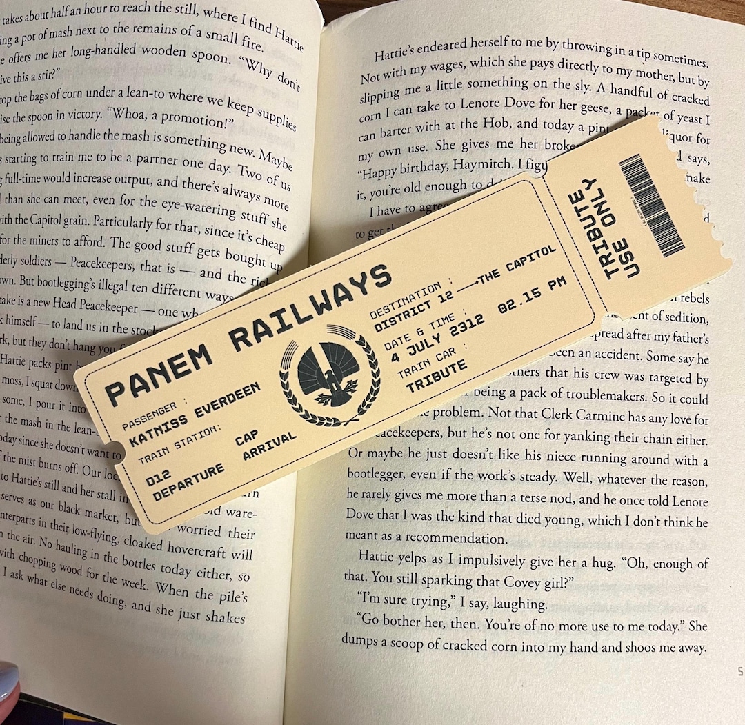 Hunger Games Inspired Bookmark, Panem Train Station Ticket, Sunrise on ...