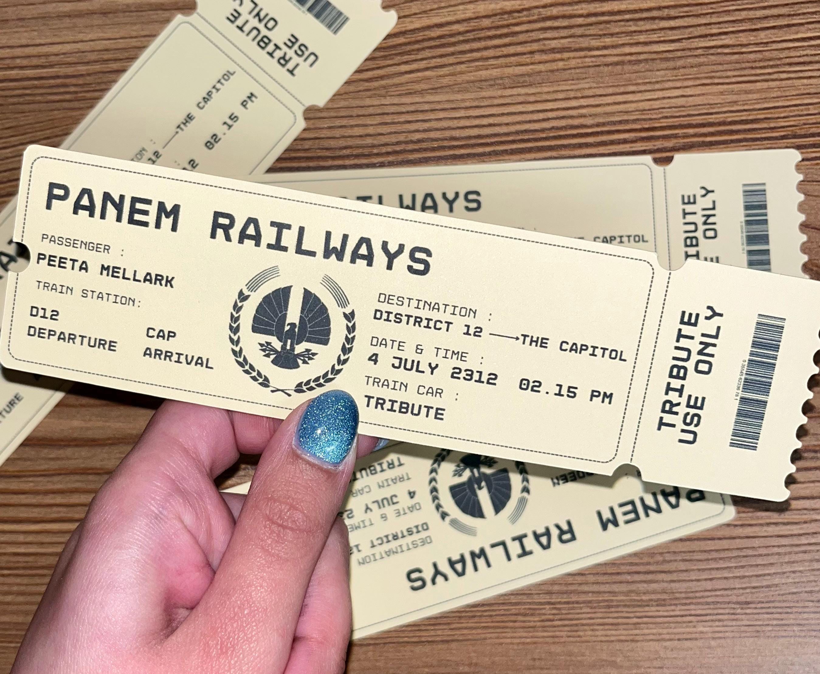 Hunger Games Inspired Bookmark, Panem Train Station Ticket, Sunrise on ...