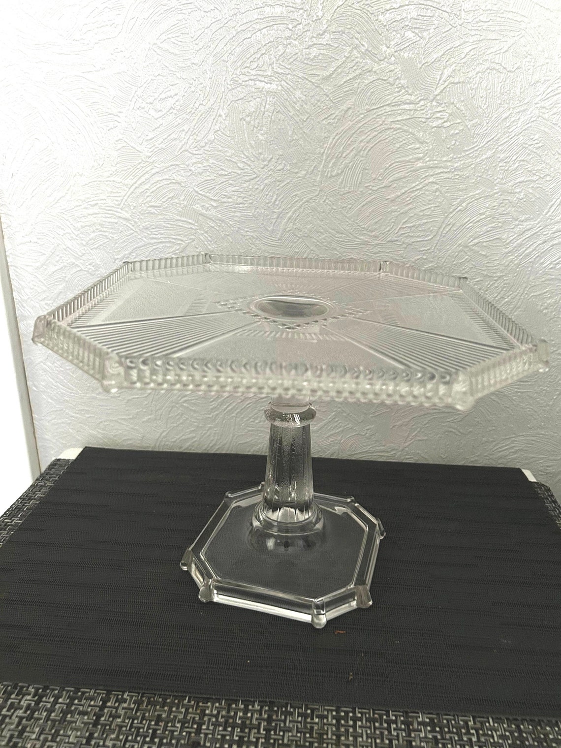 Vintage EAPG Cake Stand 1890 Pleat and Panel From Bryce Bros. Rare Size ...