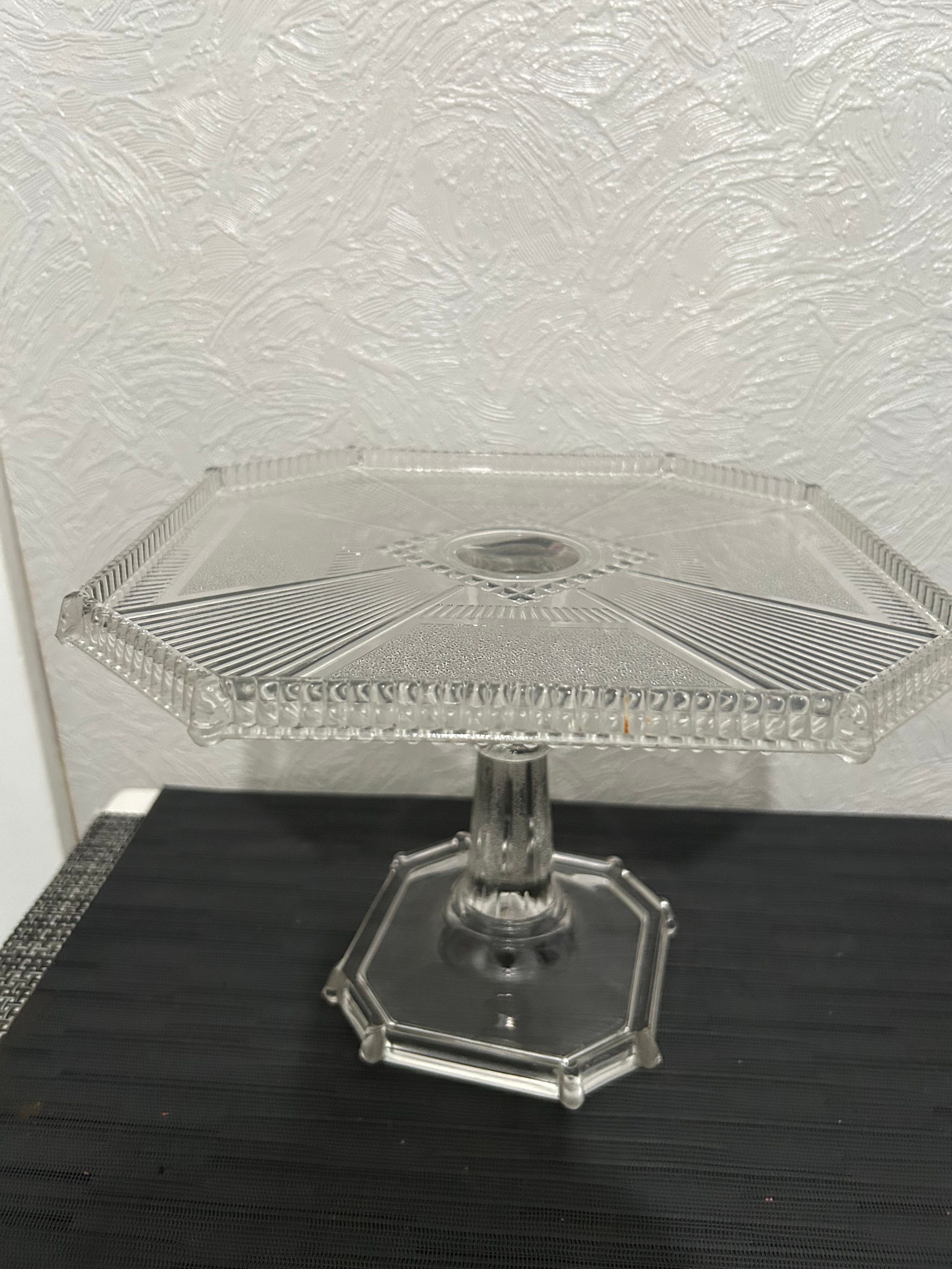 Vintage EAPG Cake Stand 1890 Pleat and Panel From Bryce Bros. Rare Size ...