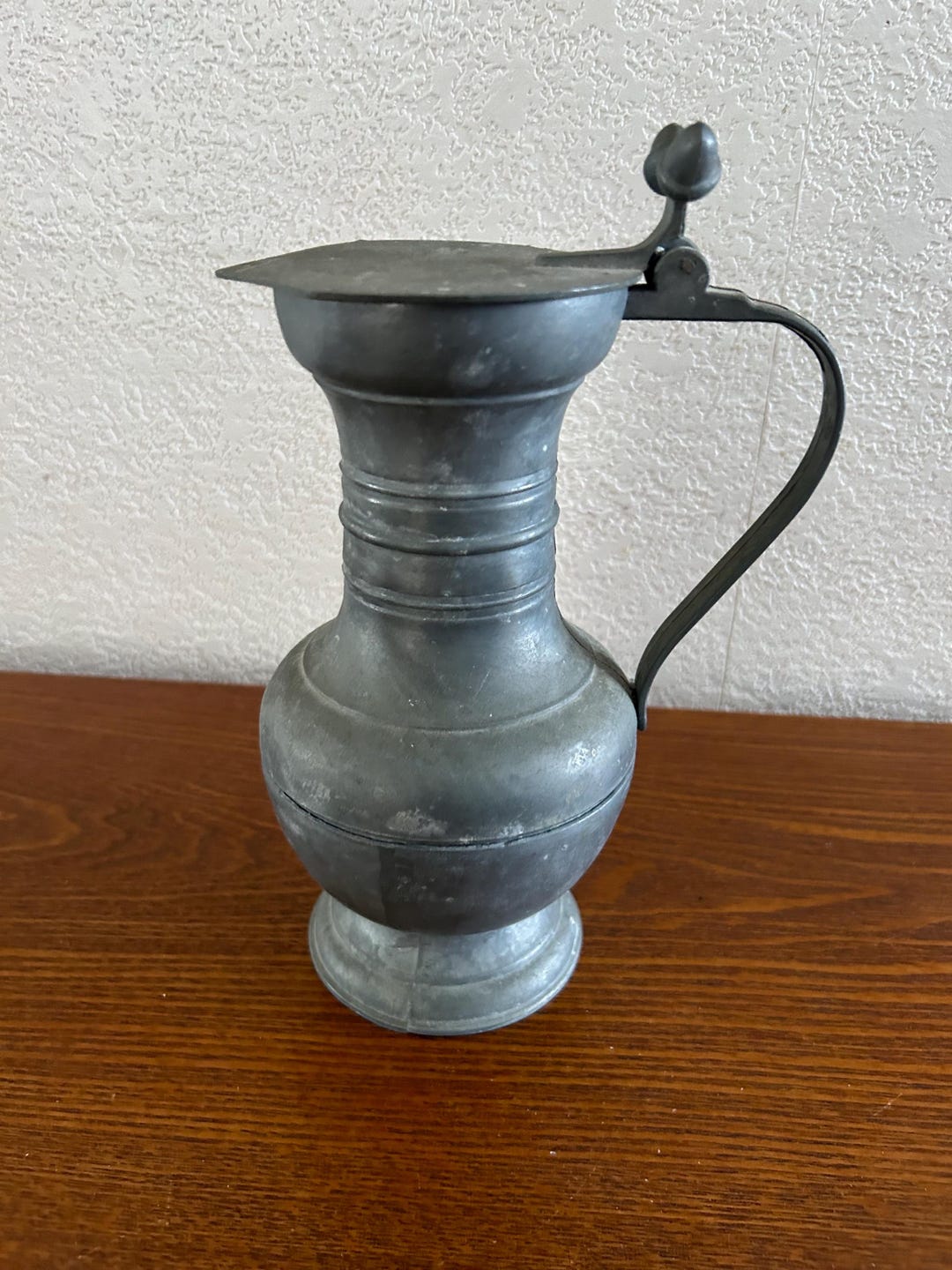 Vintage Antique Pewter Acorn Pitcher 1800’s European! Angel Blowing a ...