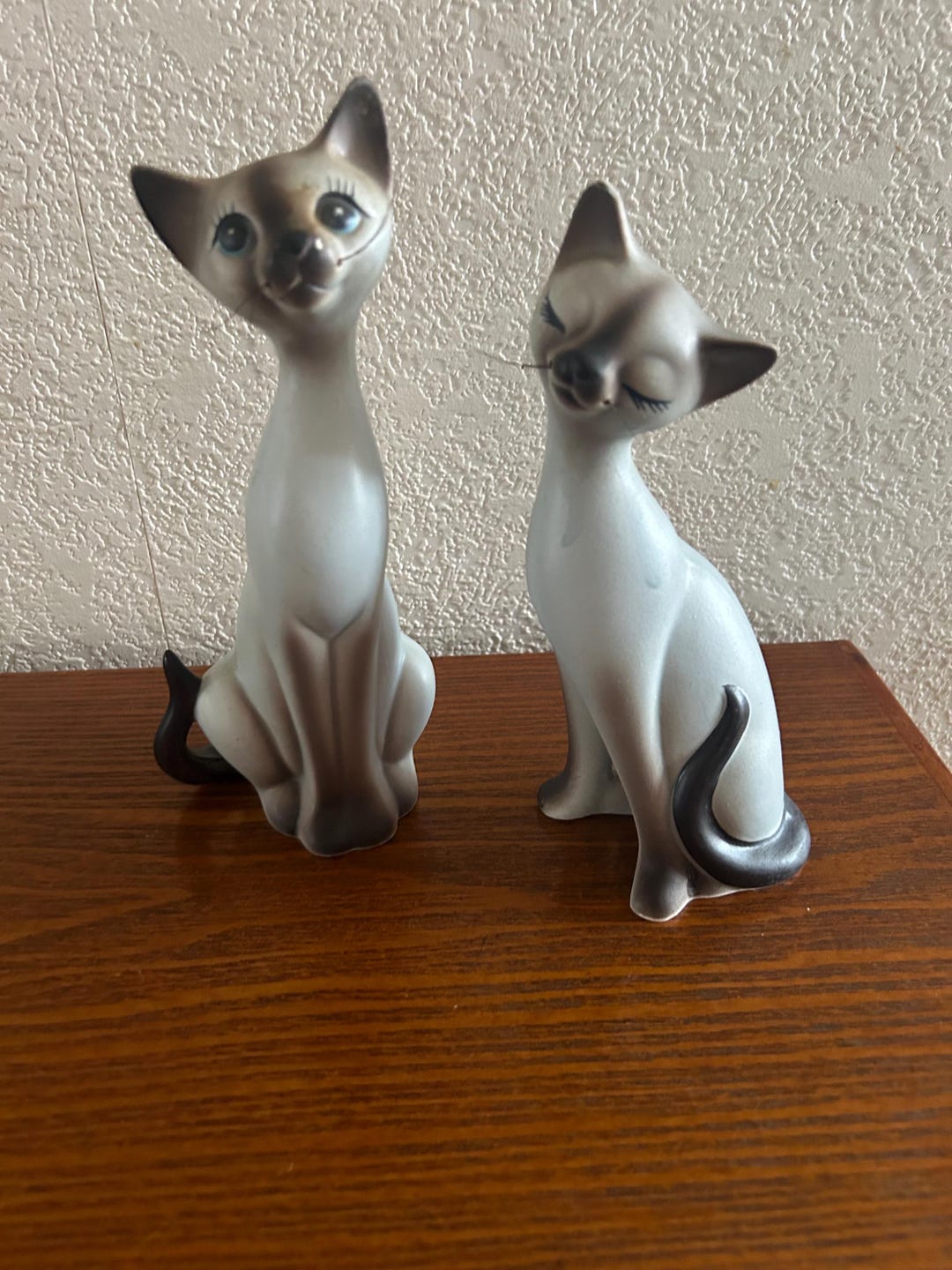 Vintage Pair of Bisque Siamese Cats With Whiskers Made in Japan. Marked ...