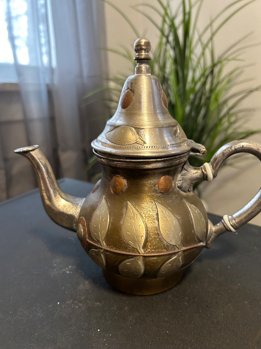 Vintage Antique Tuareg Teapot Beautiful Brass and Hammered Metal Design ...