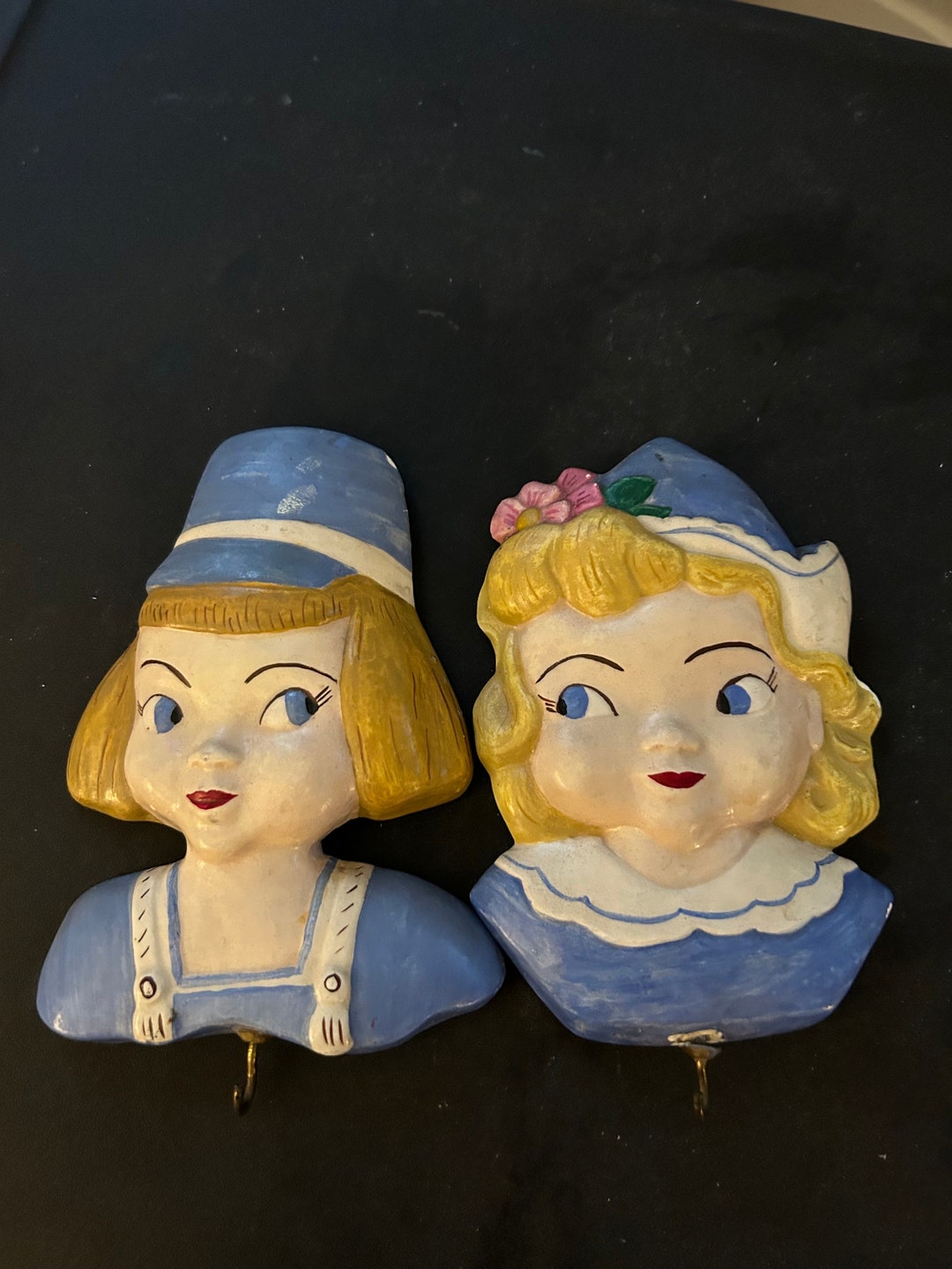 Vintage Dutch Boy and Dutch Girl 1940’s Chalkware Plaques. Signed Lee ...