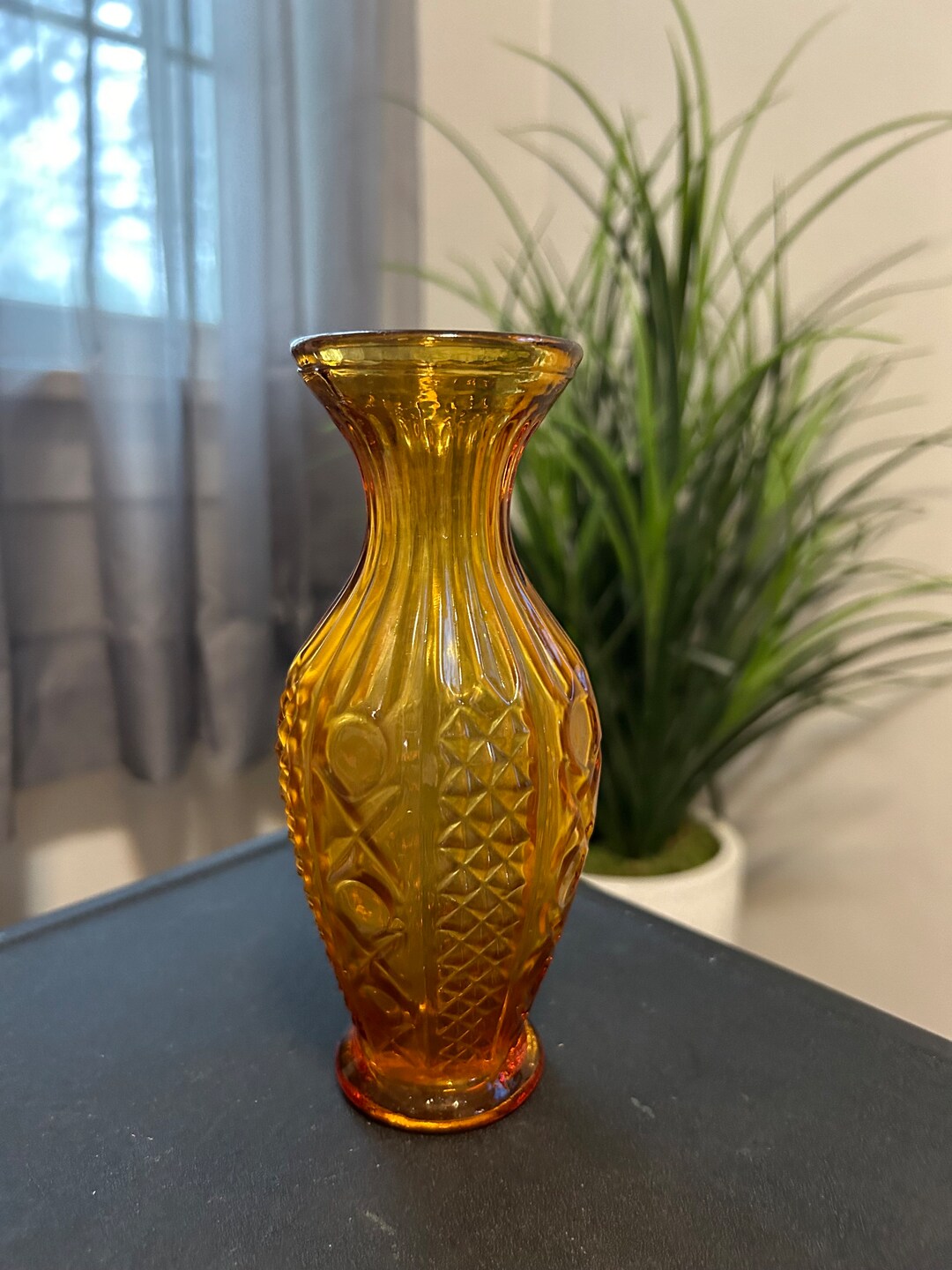 Vintage Amber Vase 6 1/2” Tall. - Etsy