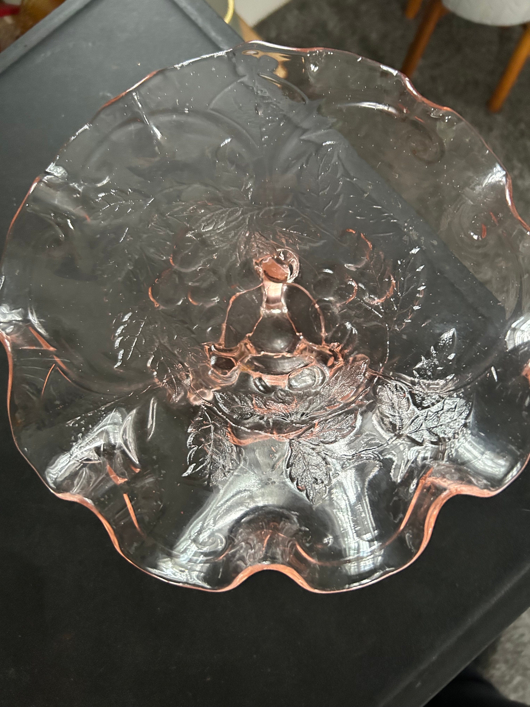 Pink Depression Glass Fluted Cherry Tree Pattern Fruit Bowl - Etsy