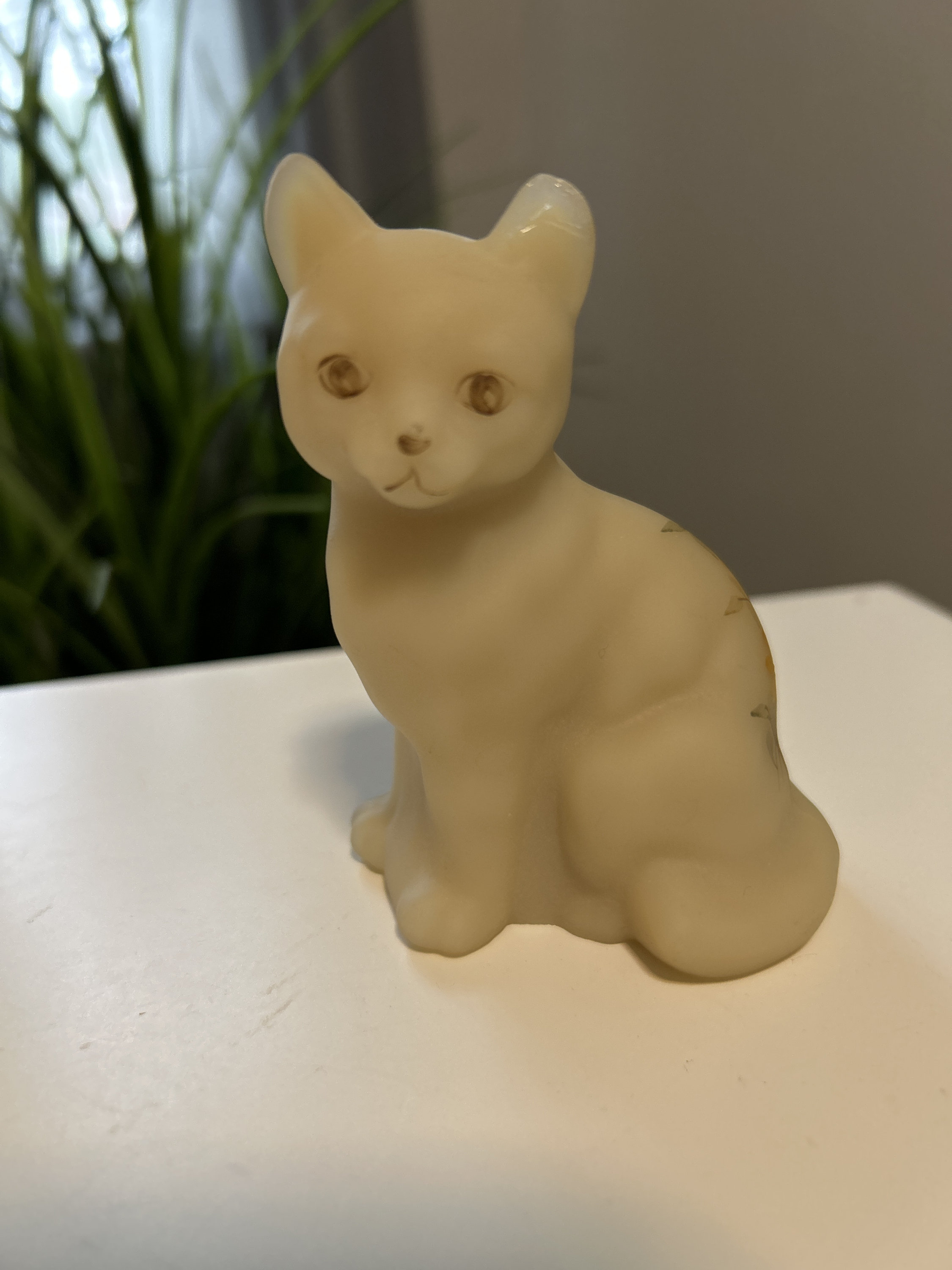 Fenton 1970s Satin Custard Glass Kitty Hand Painted Signed by Artist - Etsy