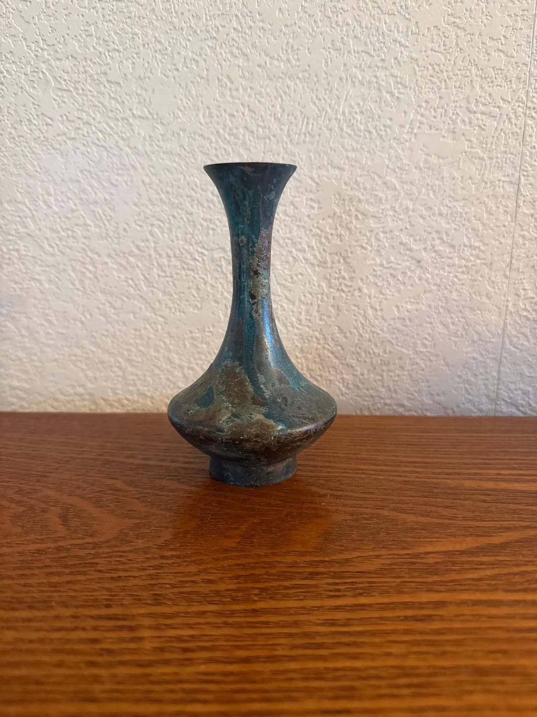 Vintage Japanese Verdigris Bronze Bud Vase! Greenish-blue Design. 5 3/4 ...