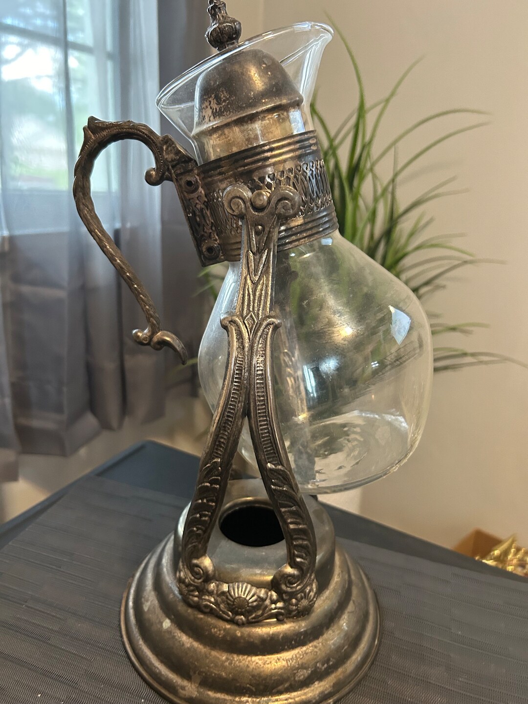 Vintage Silver Plated Glass Coffee/tea Carafe With Warmer Stand and Lid ...