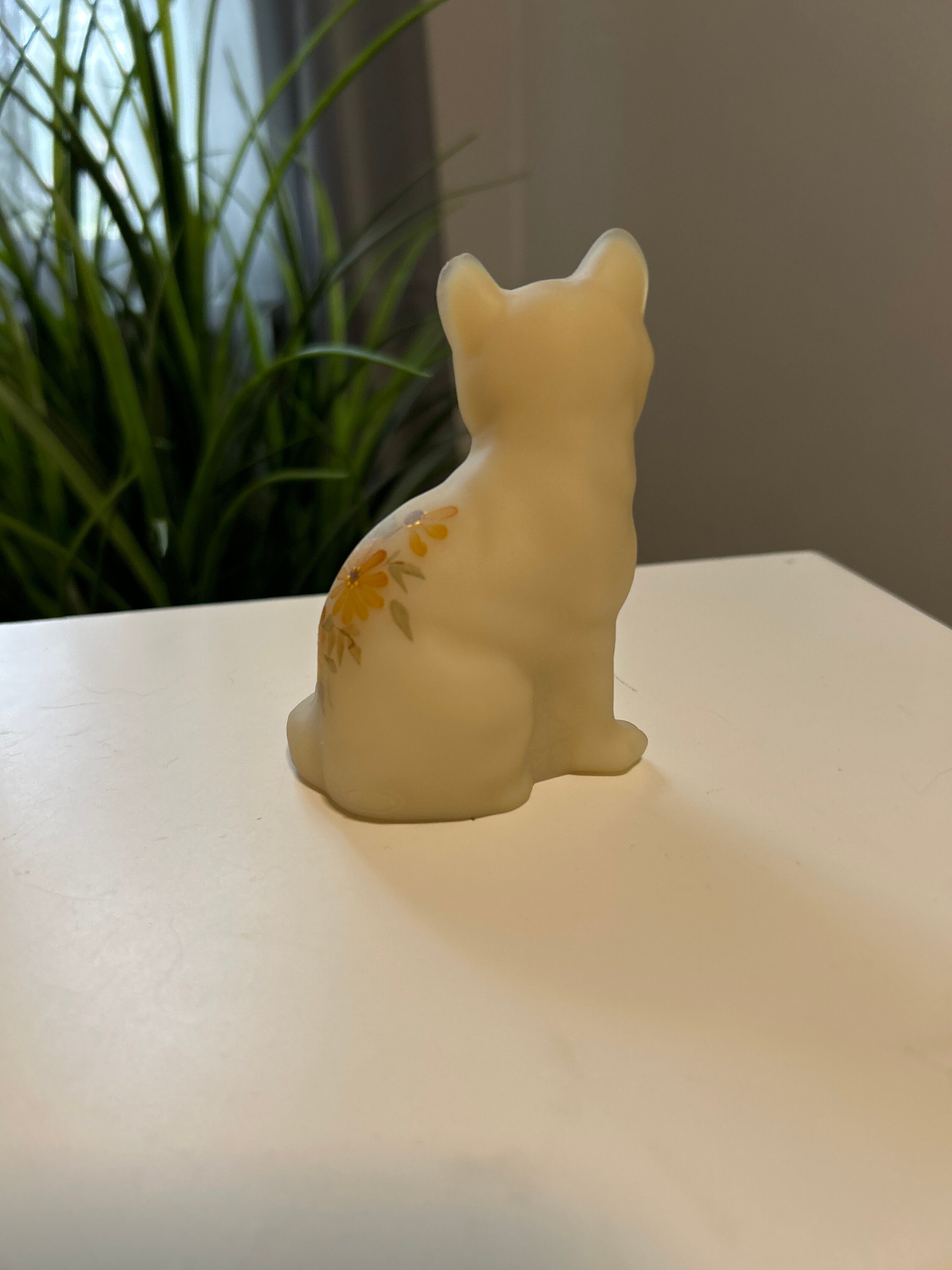 Fenton 1970s Satin Custard Glass Kitty Hand Painted Signed by Artist - Etsy