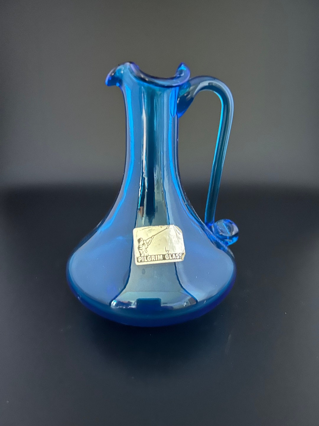 Vintage Clear Blue Pilgrim Glass 4” Ruffled Top Pitcher. - Etsy