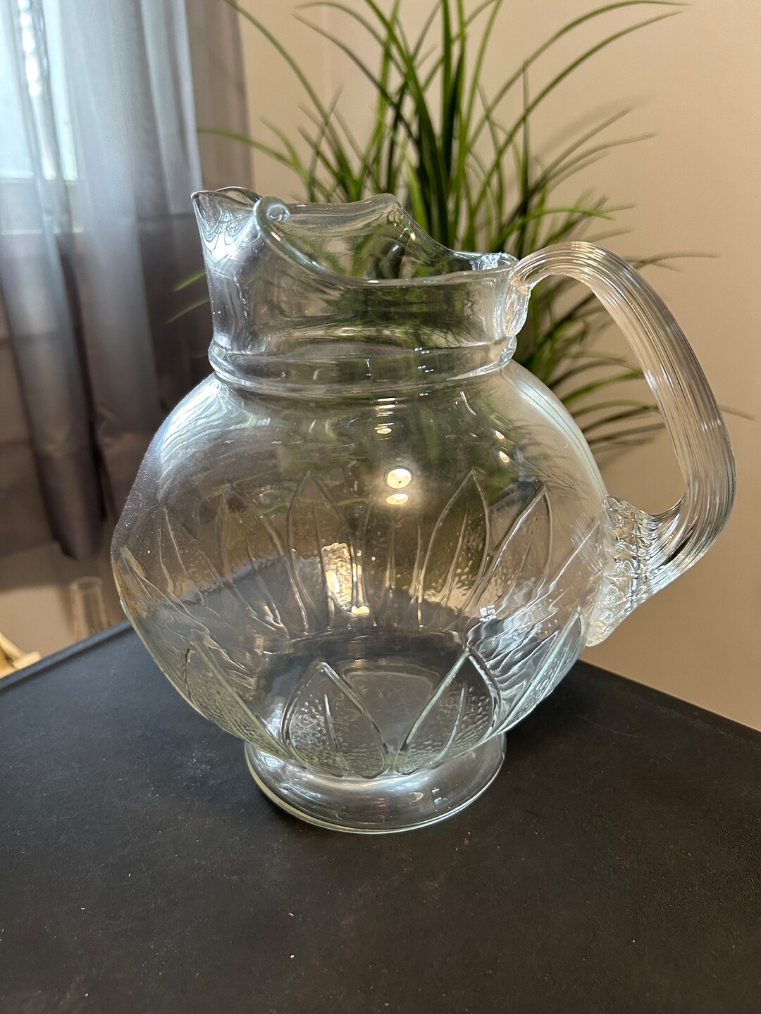 Vintage 1935 Macbeth-evans Crystal Leaf Pattern Pitcher. - Etsy