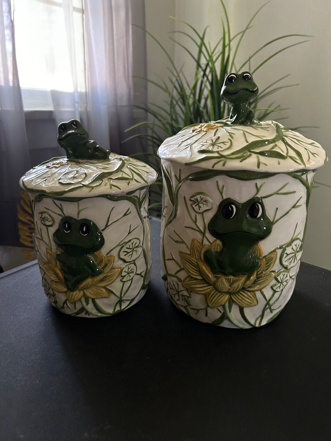 Vintage Neil the Frog 2 Piece Canister Set. - Etsy
