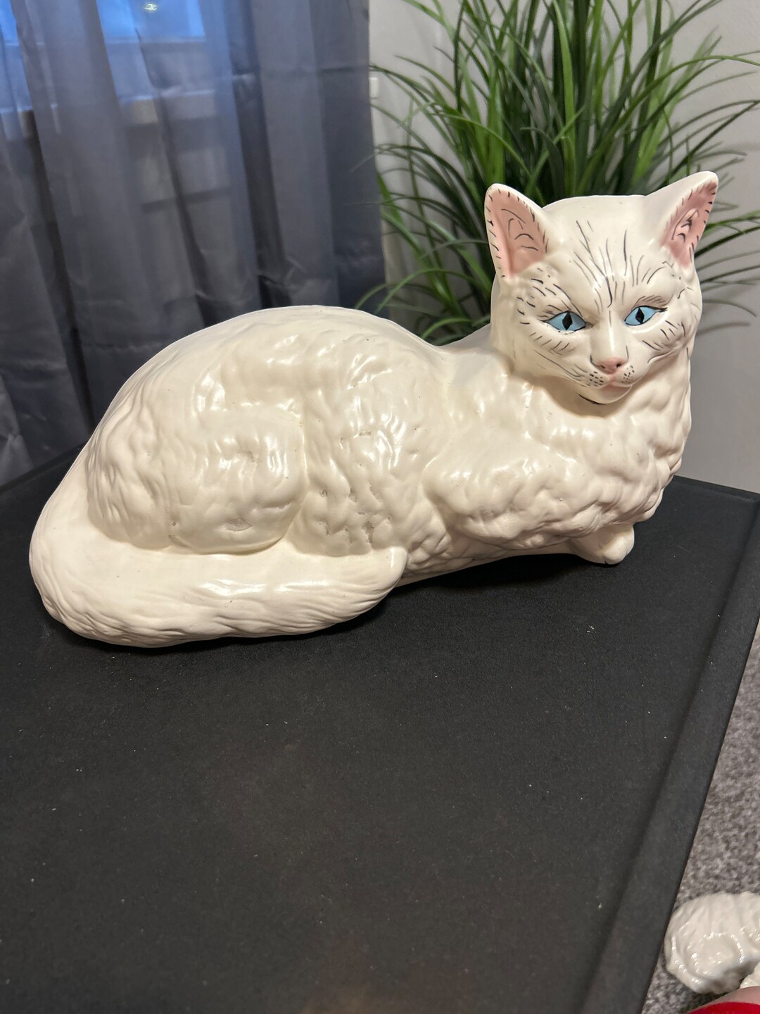 Vintage Ceramic Large White Cat - Etsy
