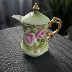 Vintage 1950’s Lefton Green Heritage Porcelain Cream Pitcher With Lid ...