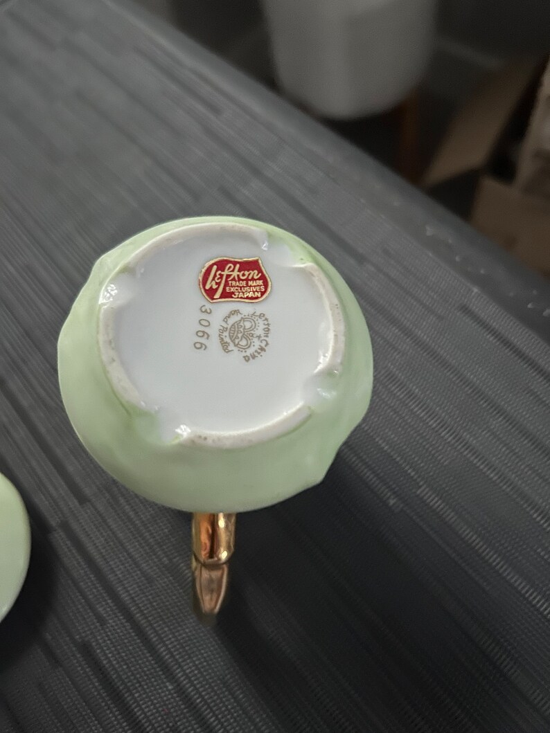 Vintage 1950’s Lefton Green Heritage Porcelain Cream Pitcher With Lid ...