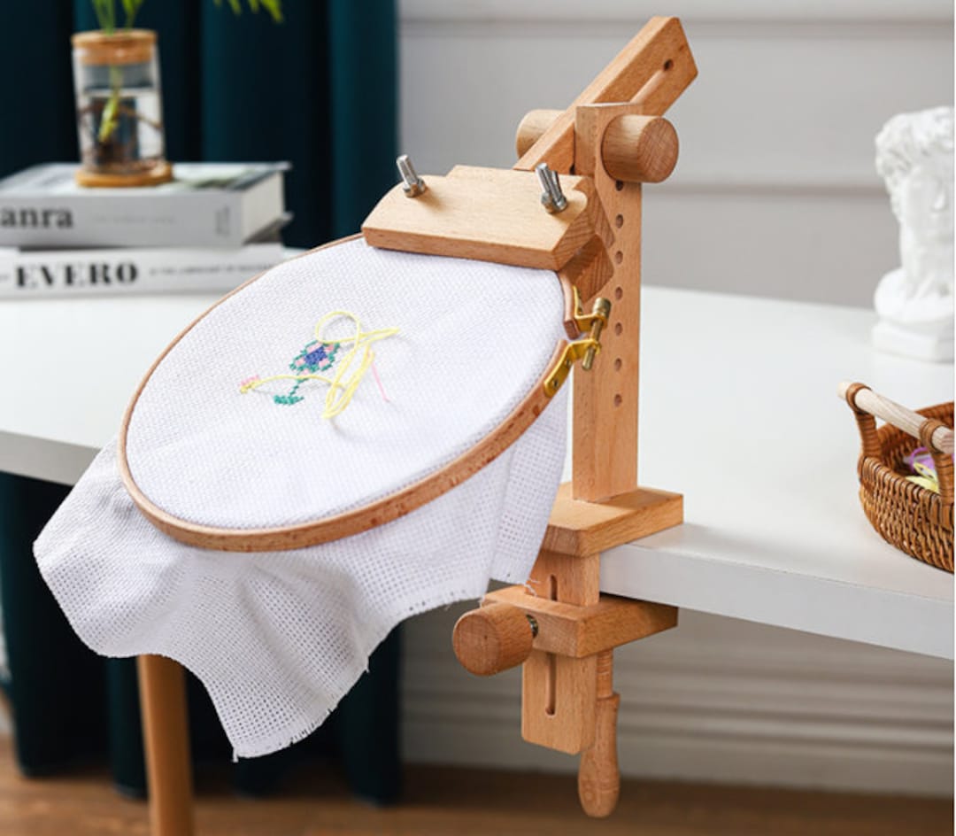 Embroidery Hoop Stand Two Ways Adjustable Wooden Cross Stitch ...